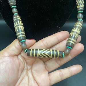 Beautiful Ancient Tibetan Chong Dzi Beads Evil Eye Agate Wood Pyu Beads Turquoise Beaded ...