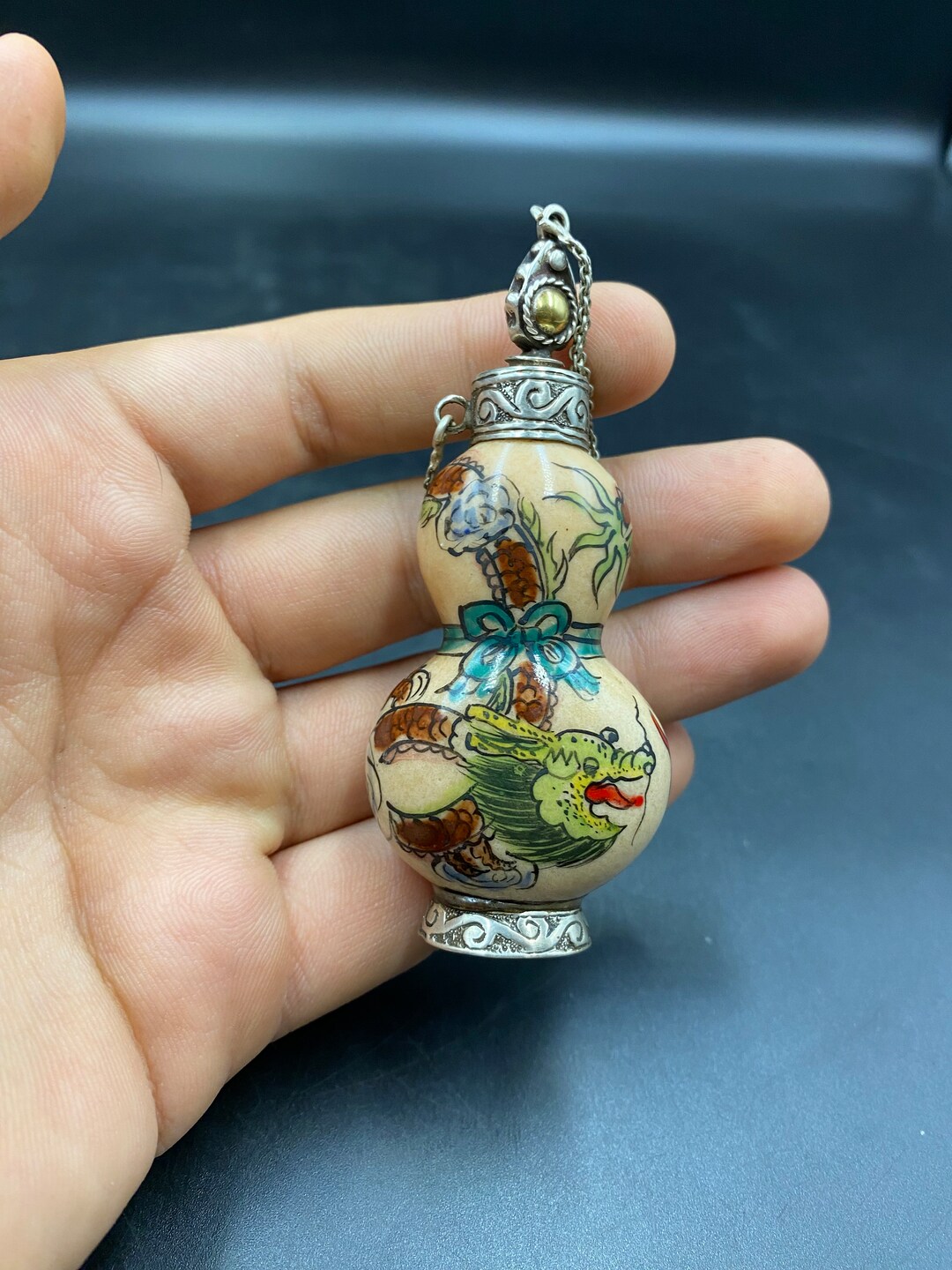 Antique Chinese Perfume Bottle in Ceramic and Silver From Ancient China ...