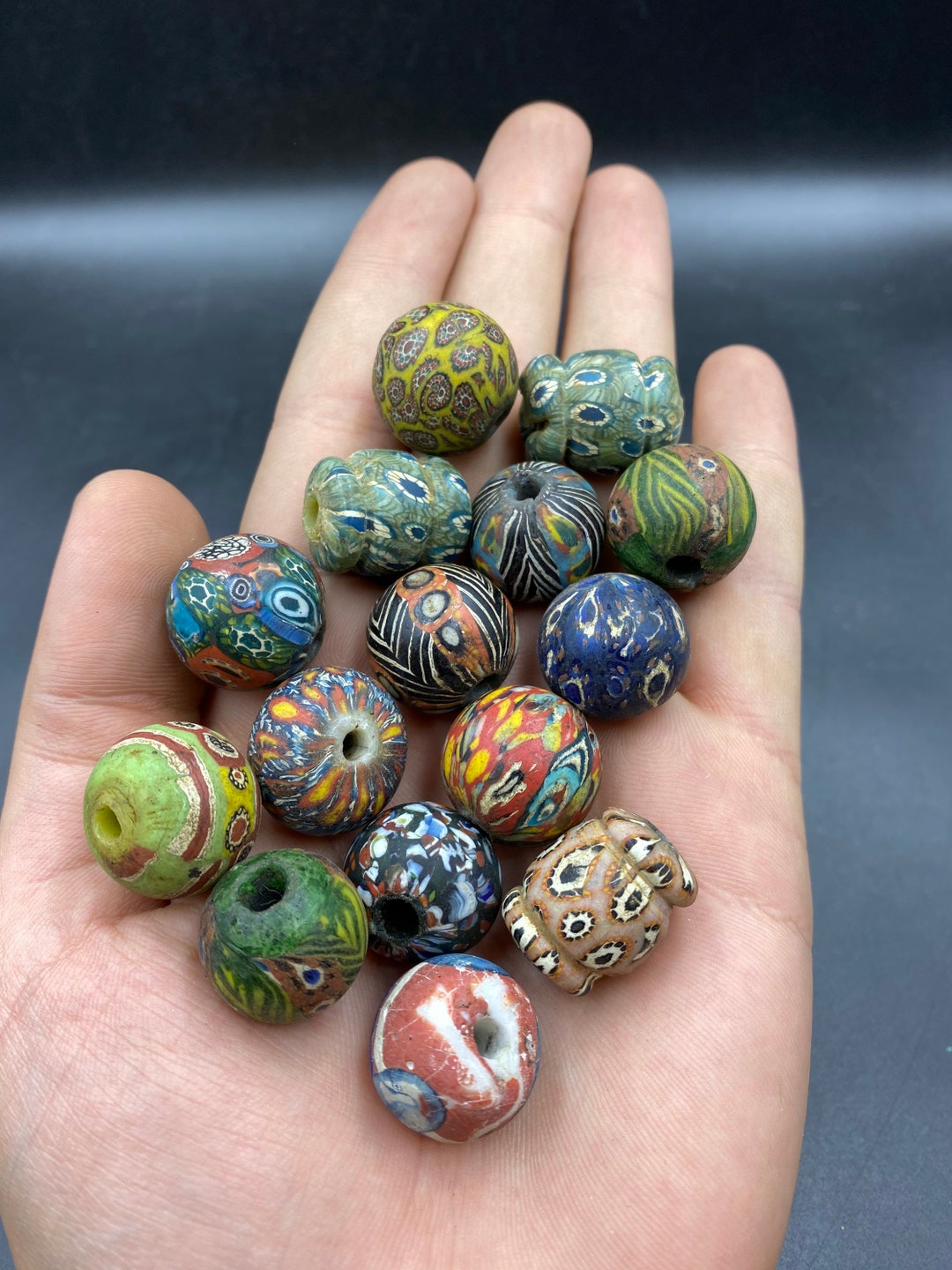 Unique Mixed Colour Old Mosaic Gabri Glass Bead Vintage 15 Pcs - Etsy