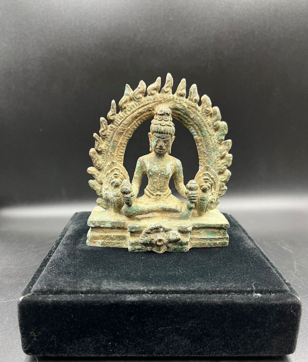 Antique Bayon Style Seated Bronze Shiva and Yoni Statue From Combodia ...