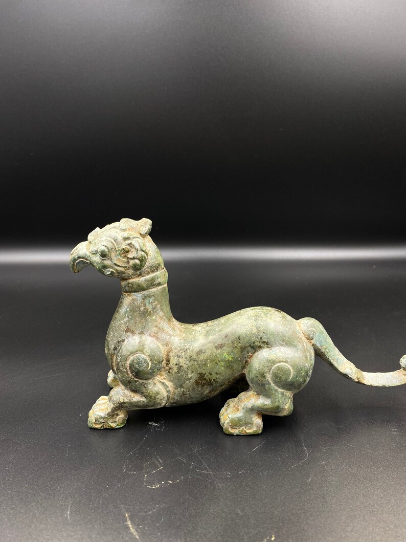Antique Chinese Bronze Beast Statue, Carved Bird Head - Etsy