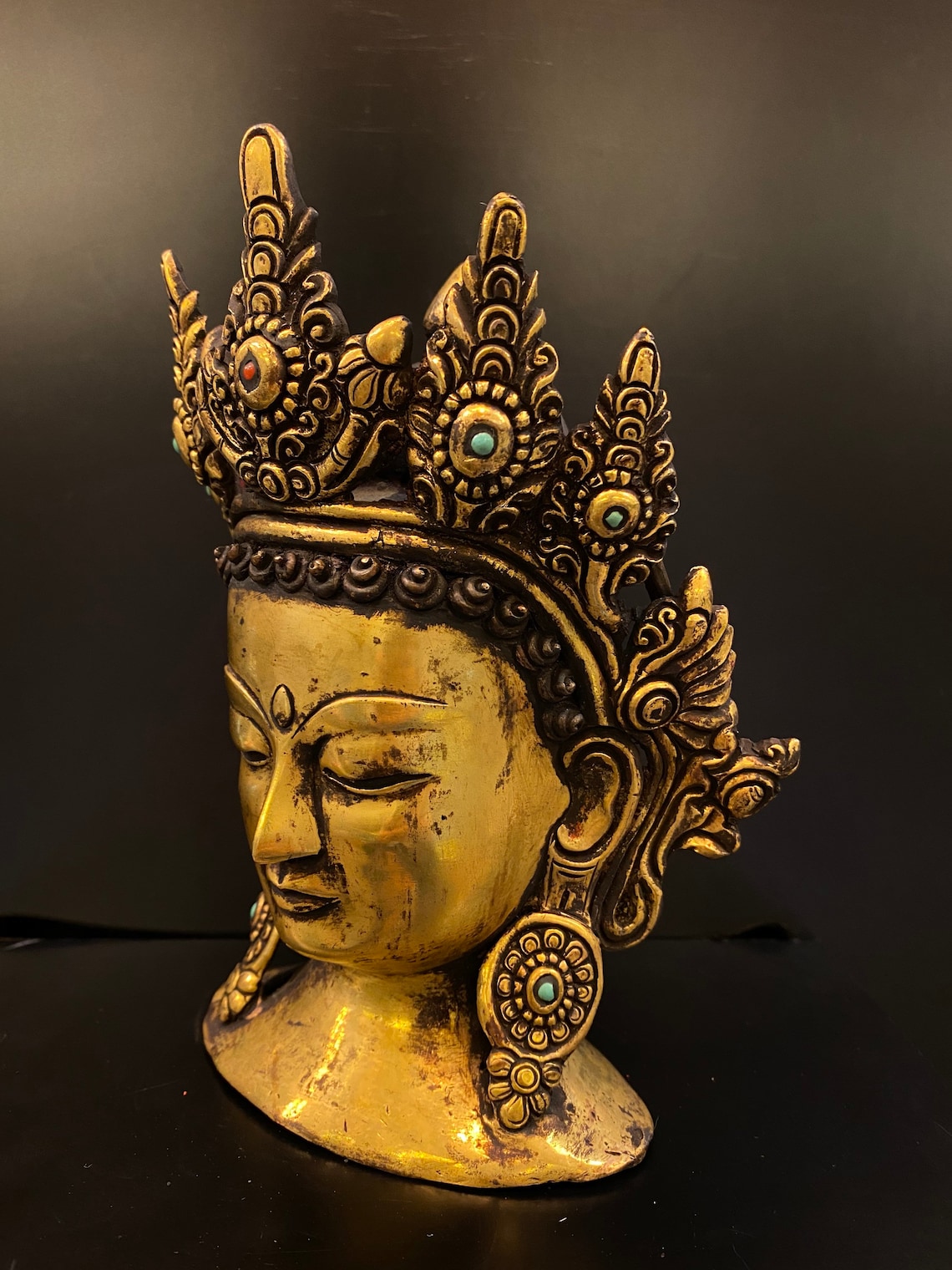 Tibetan Gold Gilt Tara With Turquoise and Coral Face - Etsy