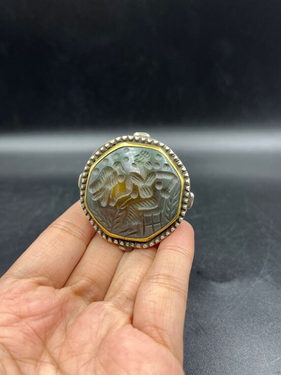 RARE !!! Old Intaglio Indo Greek Agate Stone stamp H… - Gem