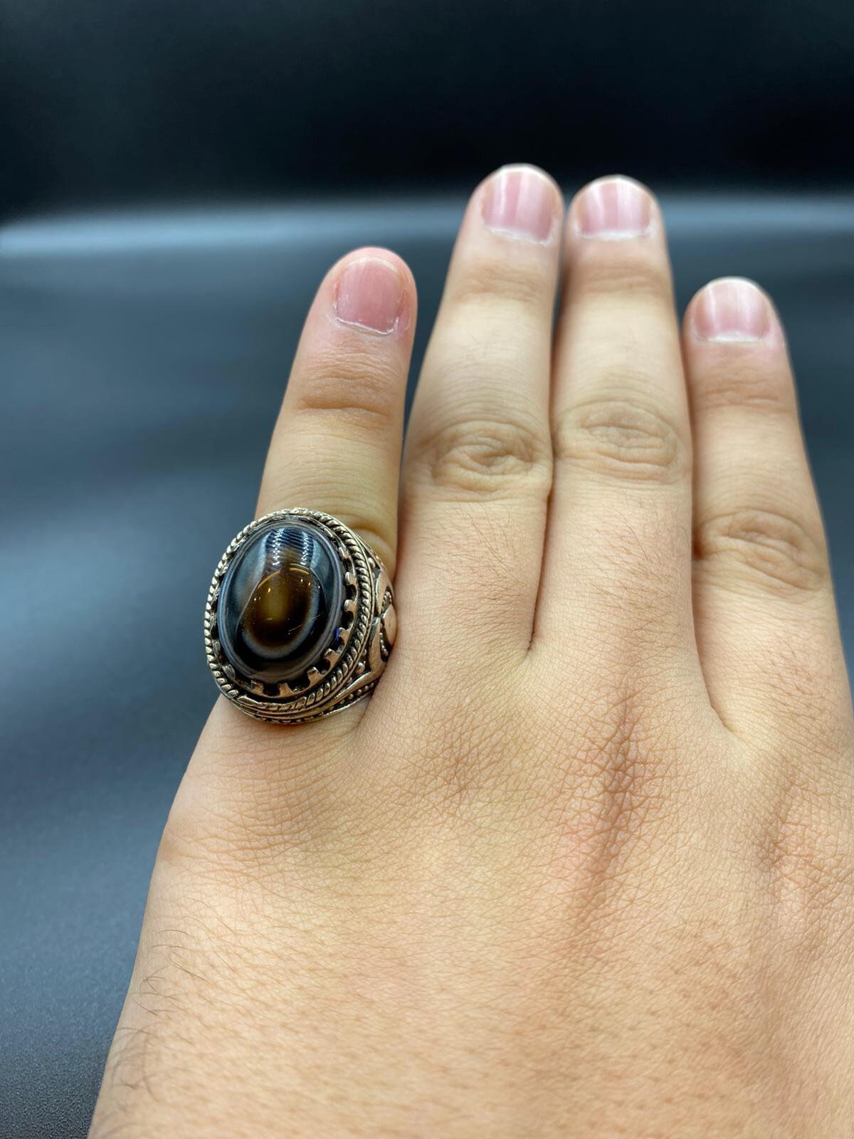 Ethnic Afghani One Eye Dzi Bead Silver Ring Natural Agate Bead - Etsy