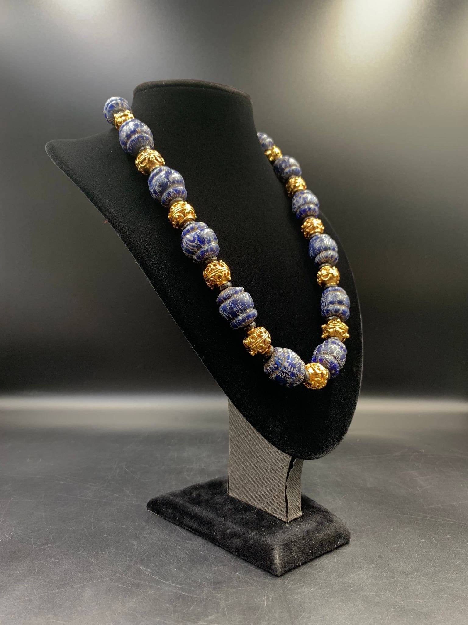 RARE!!!! Old Blue Phoenician Beads/roman Glass Beads Necklace Ancient ...