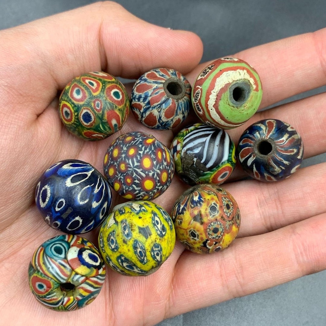 Unique Mixed Colour Old Mosaic Gabri Glass Bead Vintage 10 Pcs - Etsy