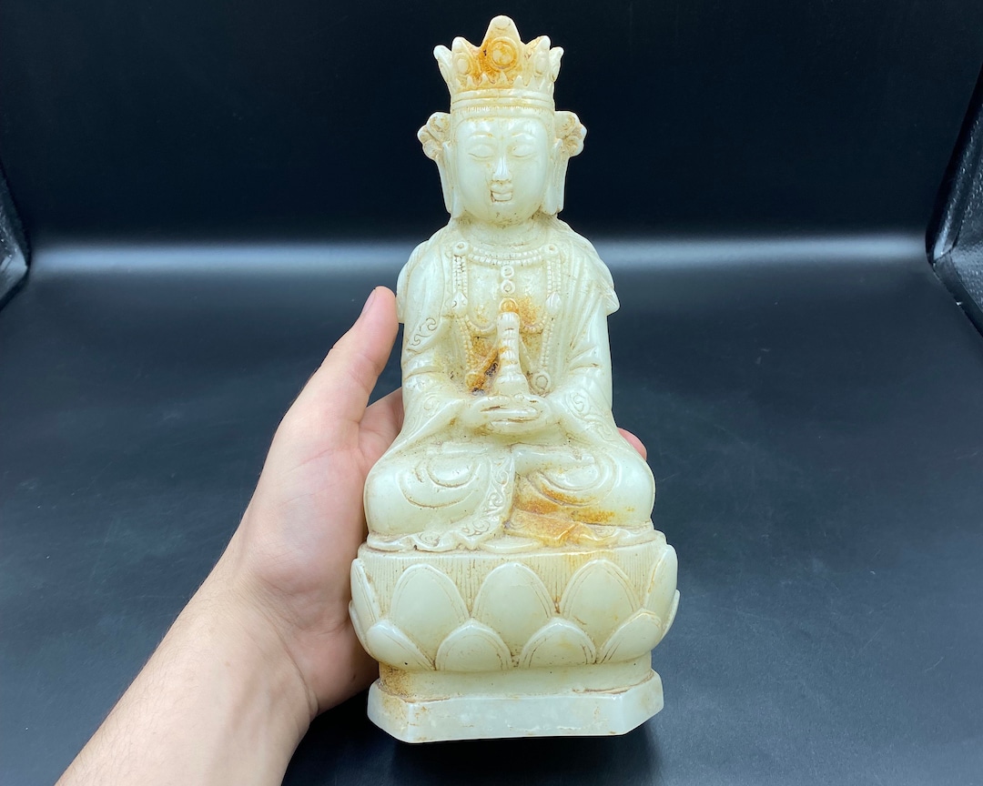 Old Chinese White Jade Quan Yin Goddess Statue, Ancient Sculpture - Etsy
