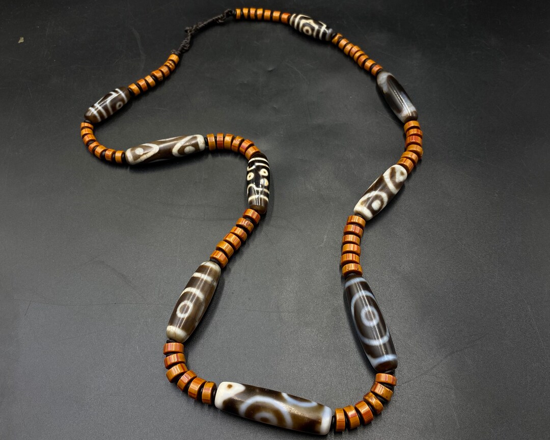 Amazing Lot of 9 Pc Old Dzi Bead Eye Bead Agate Necklace With Coral ...