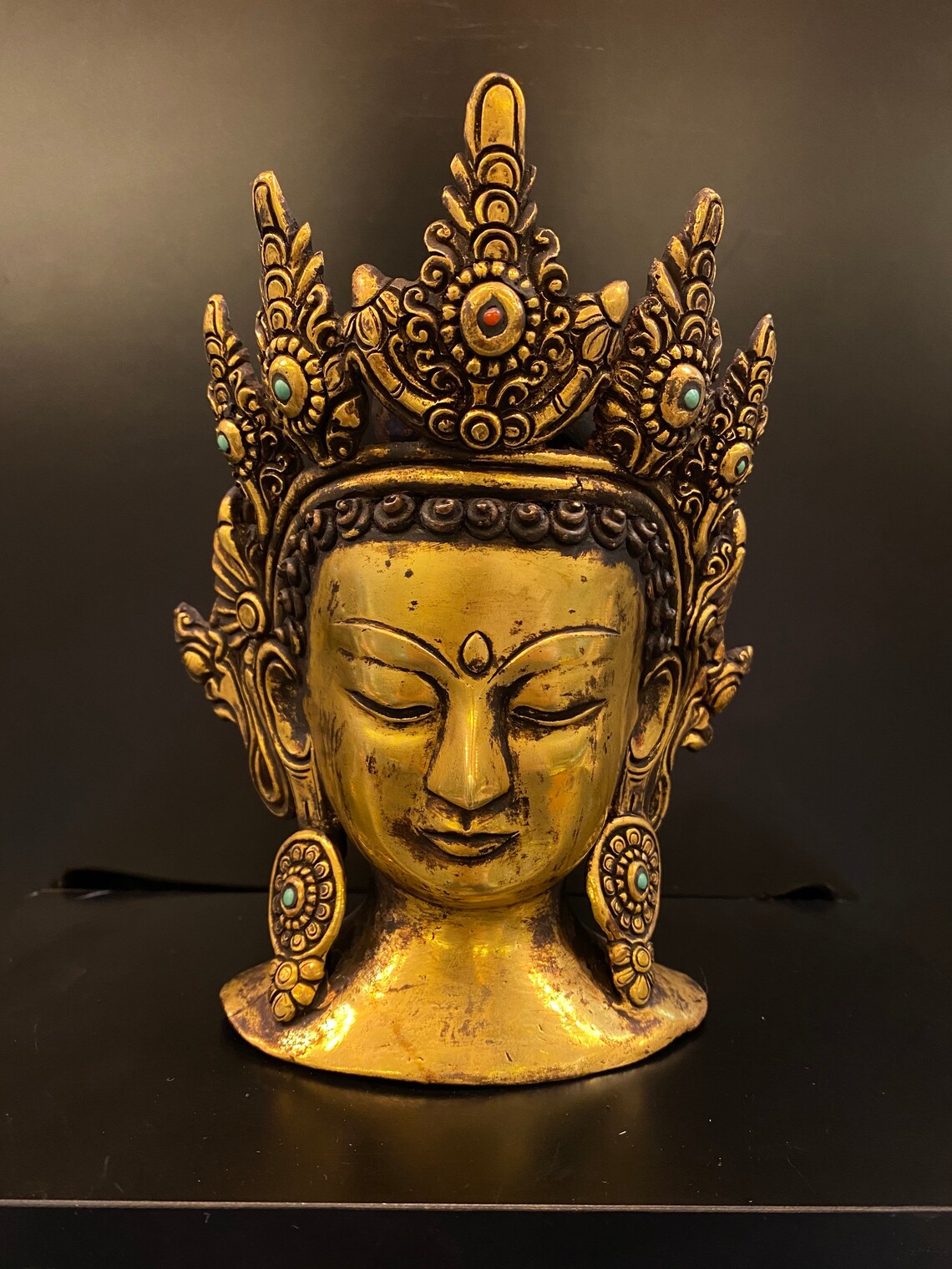 Tibetan Gold Gilt Tara With Turquoise and Coral Face | Etsy