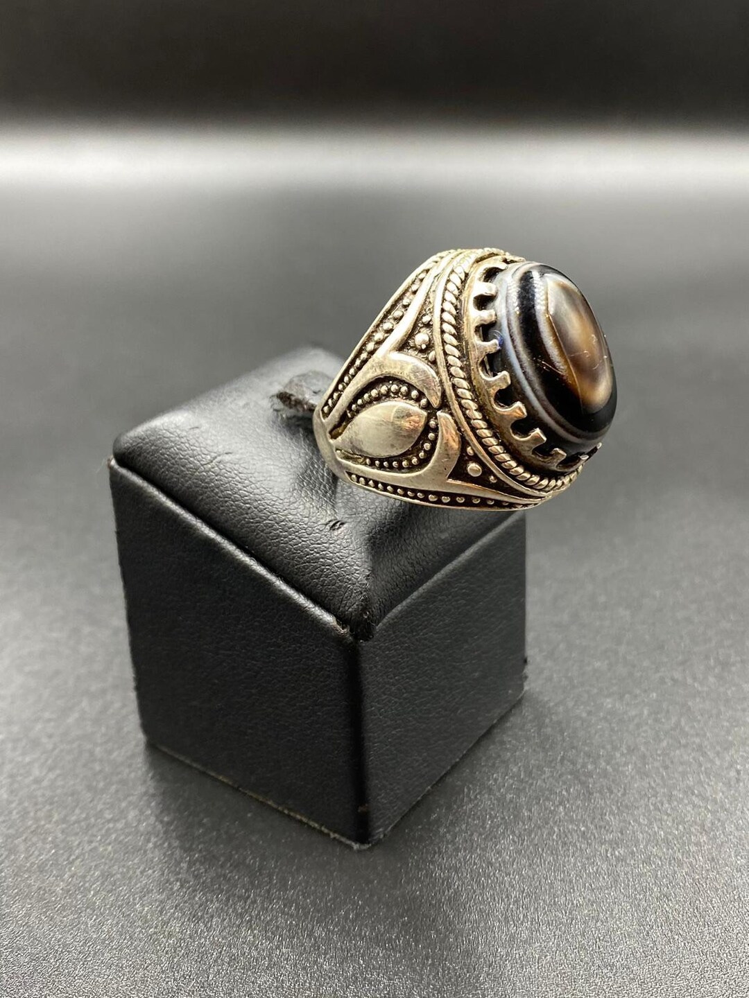 Ethnic Afghani One Eye Dzi Bead Silver Ring Natural Agate Bead - Etsy