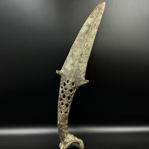 Old Chinese Museum Quality Beautiful Bronze Knife Decoration With Ram ...