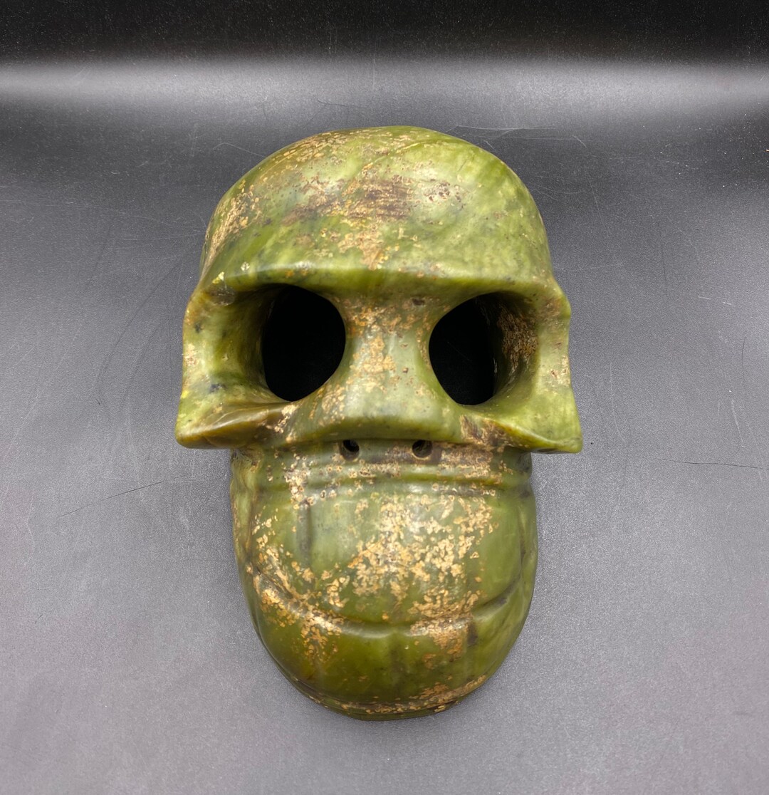 Old Intaglio Natural Green Jade Skull Decoration, Antique Decorative ...