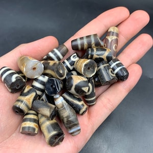 25 Pieces of Ancient Collectible Dzi Bead Agate Stone Authentic Old ...