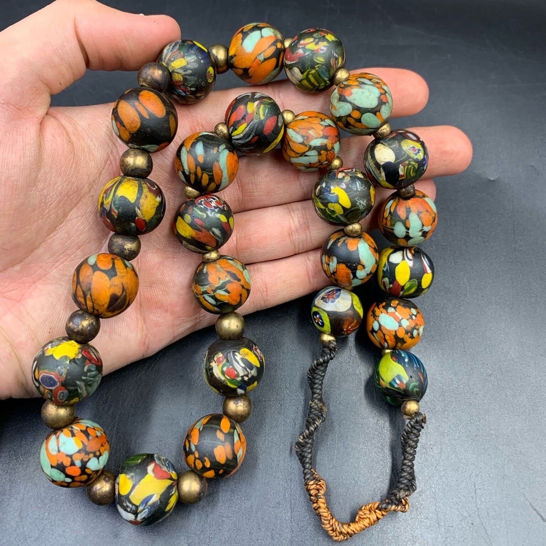 Very Old Unique Ancient Chevron African Trade Beads Necklace Ancient ...