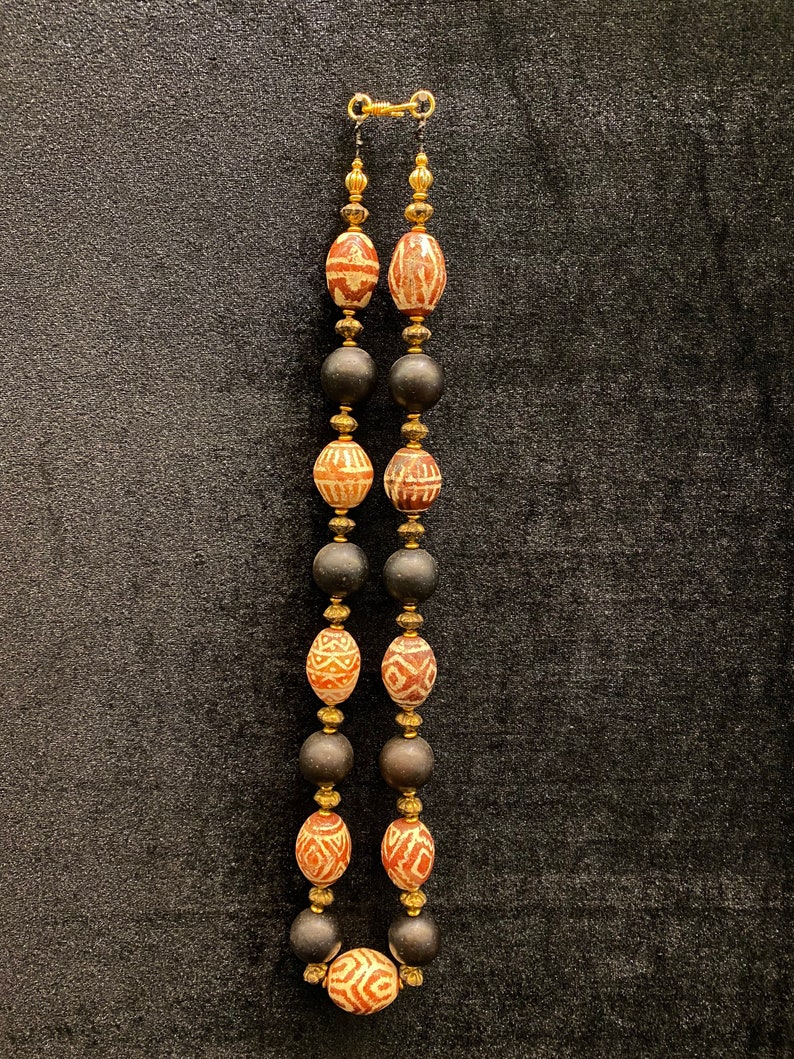 Sulaimani Agate With Burmese Pyu Agate Beads Necklace With - Etsy