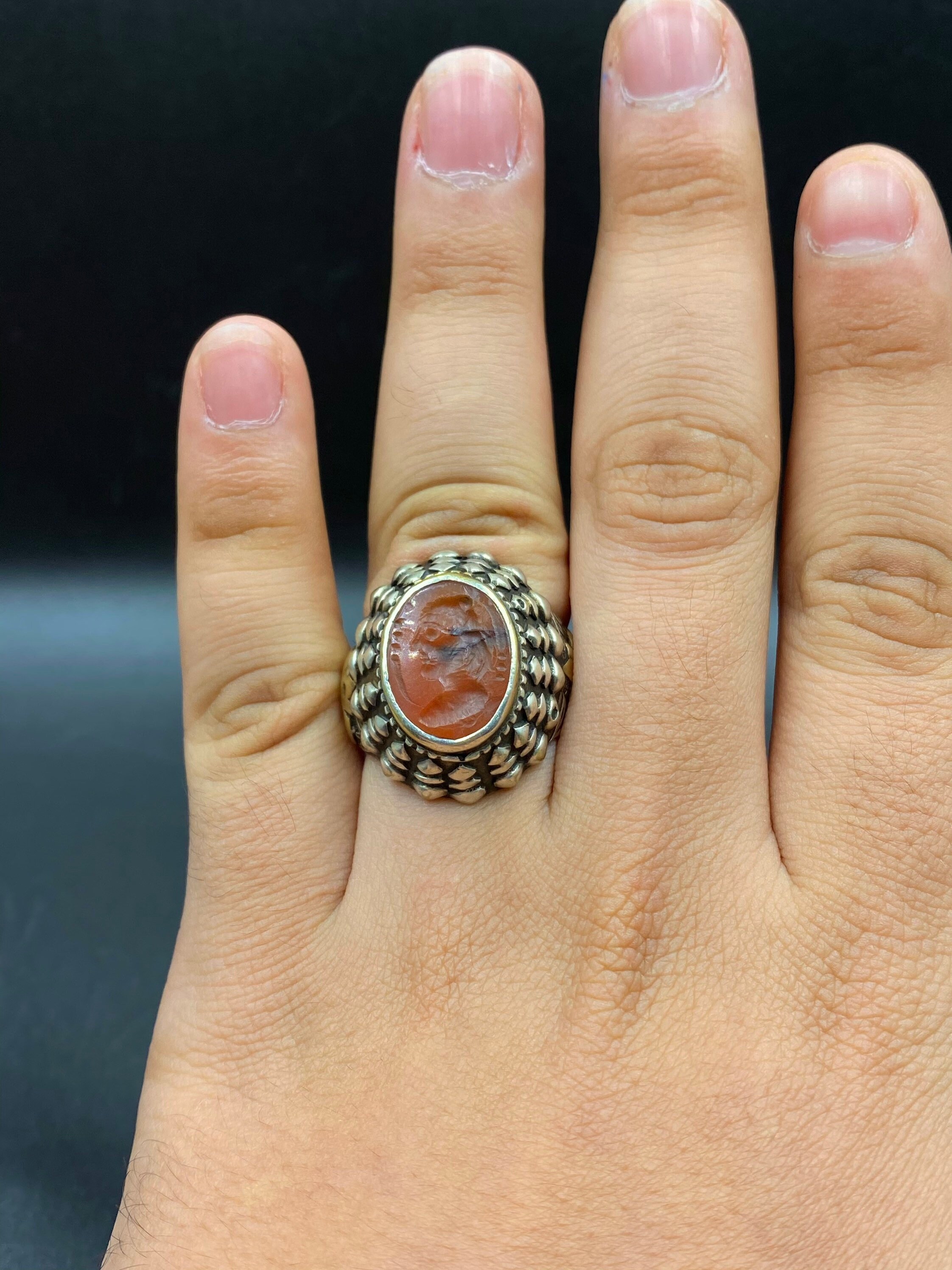 Beautiful Old Roman Silver Ring With Carved Roman Emperor On | Etsy