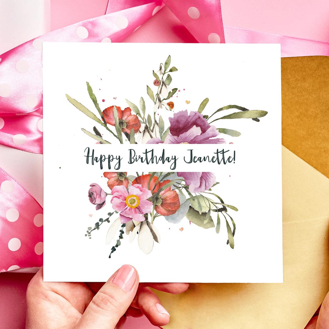 Personalised Floral Birthday Card for Her, Sister, Friend, Cousin ...