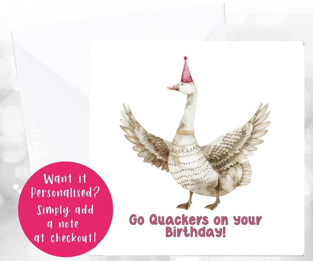 Goose Birthday Card, Gander Birthday Card, Card for Her Personalised ...
