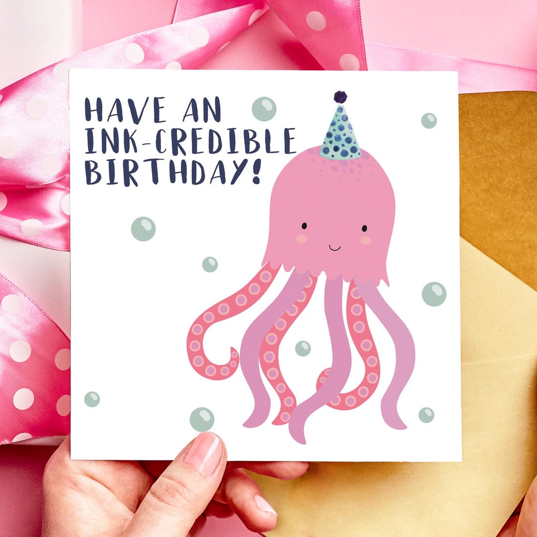 Octopus Birthday Card: Inkcredible Pun, Under the Sea - Etsy UK