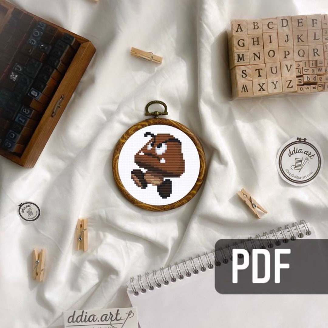 Video Games Diy Gift: Goomba Character Cross Stitch Pattern, Beginner ...