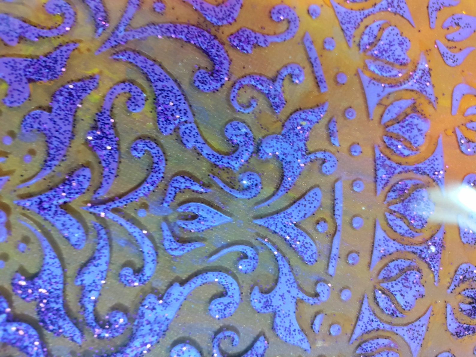 Acrylic Painting of Purple Color Shift Mandala With Glitter on - Etsy