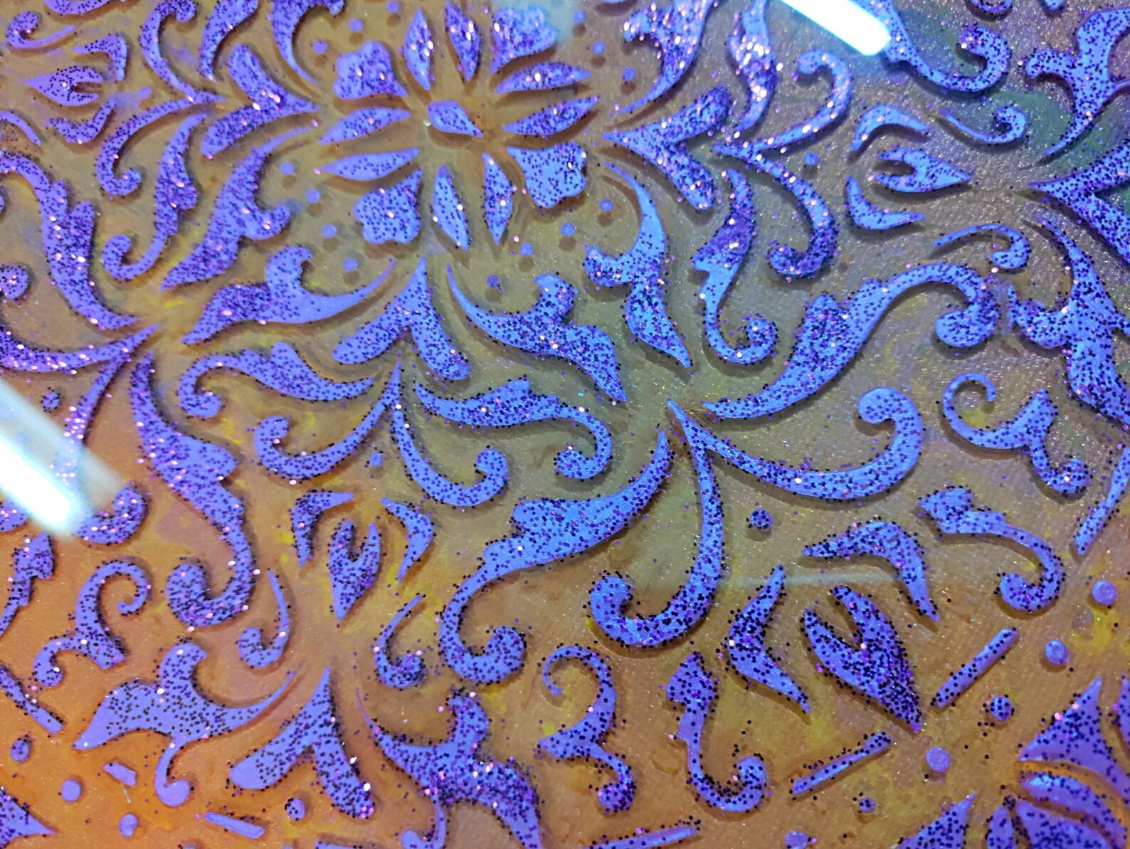 Acrylic Painting of Purple Color Shift Mandala With Glitter on - Etsy