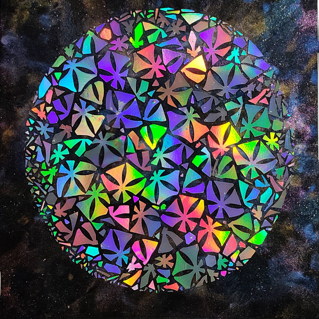 Holographic Galaxy Resin Art: Reflective Rainbow Wall Decor (12x12) - Etsy