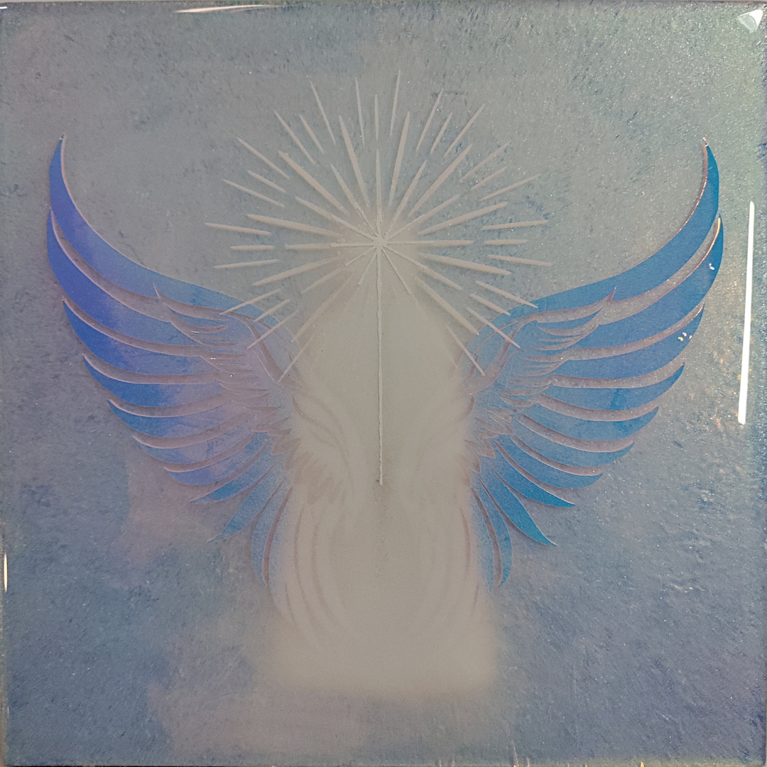 White Light Angel Resin Art Holographic Vinyl on Wood. Unique Spiritual ...