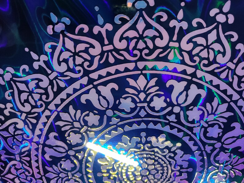 Holographic Mandala Resin Hard Edge Art: 12" X12" Spiritual Meditation ...