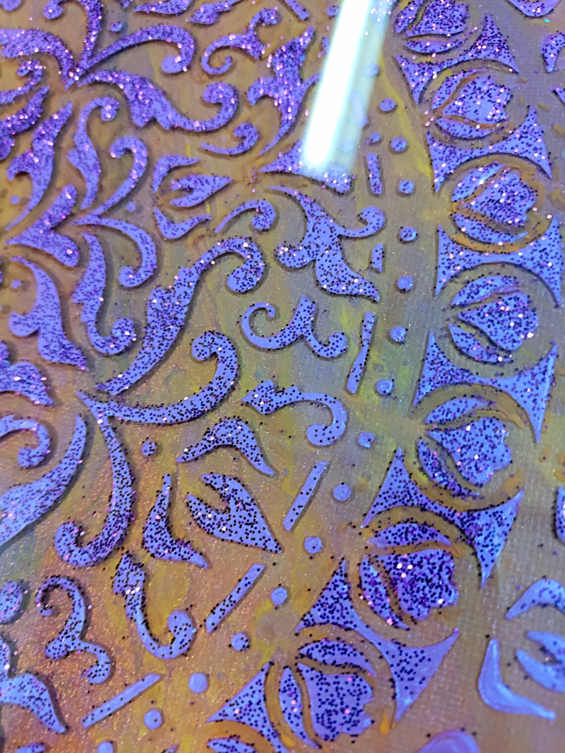 Acrylic Painting of Purple Color Shift Mandala With Glitter on - Etsy