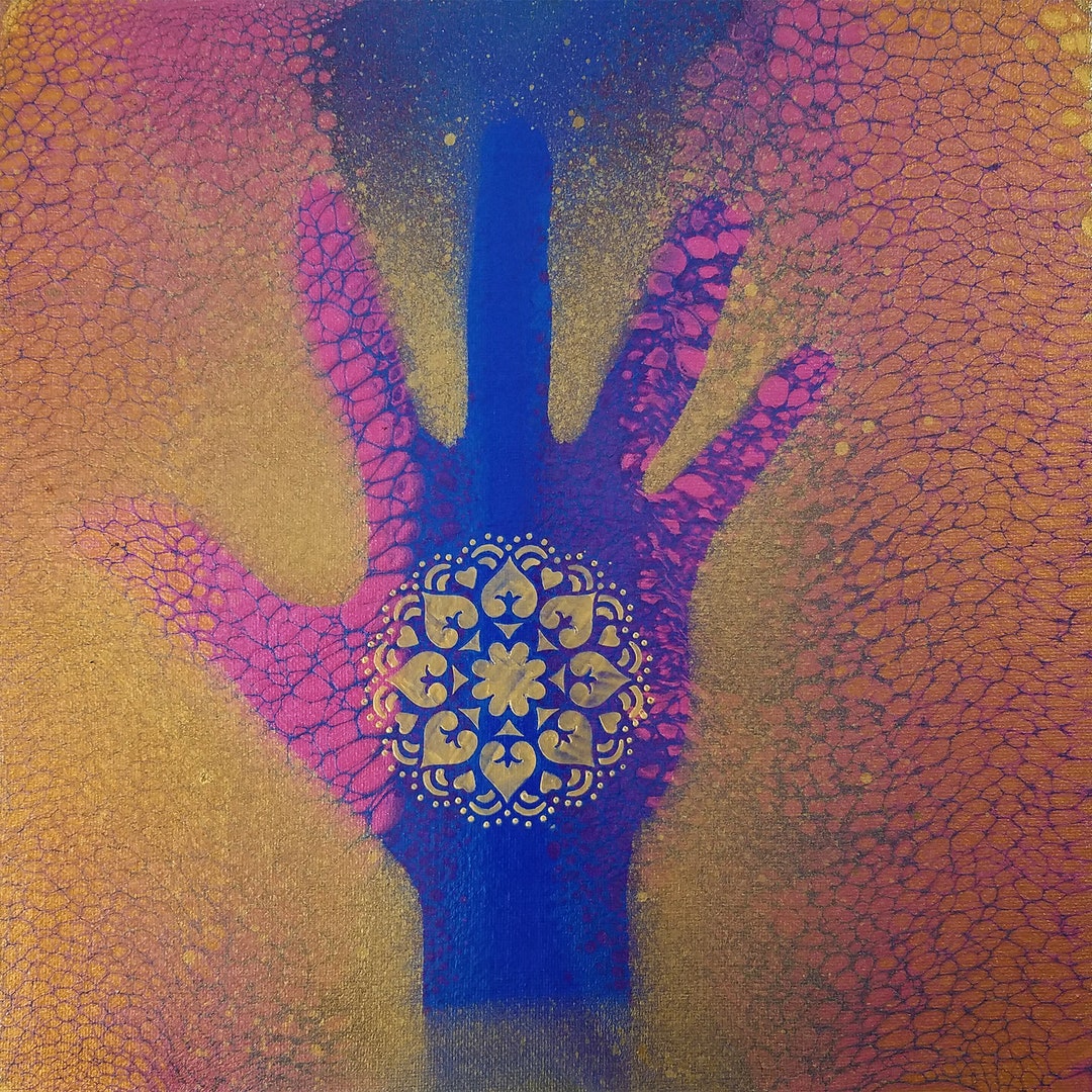 Acrylic Painting on Canvas Reiki Energy Flow With Metallic Paint - Etsy