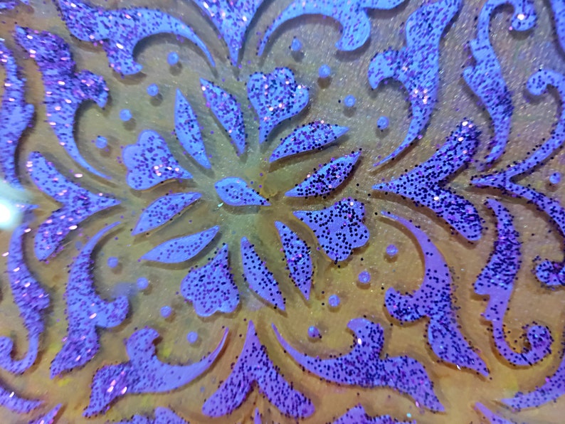 Acrylic Painting of Purple Color Shift Mandala With Glitter on - Etsy