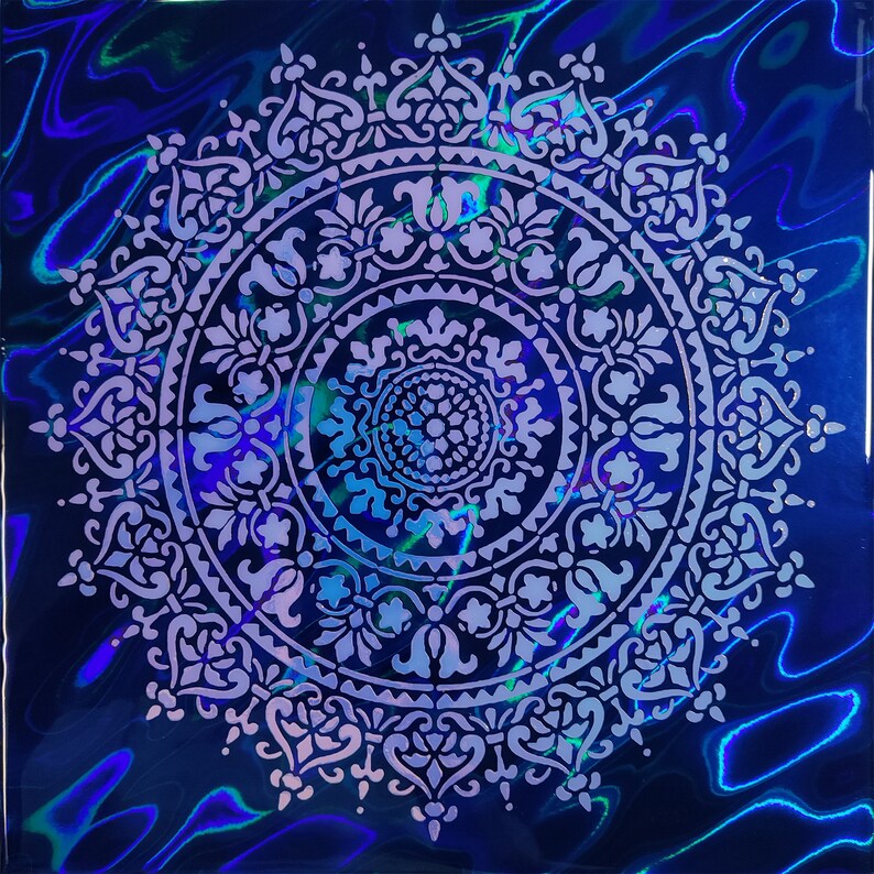 Holographic Mandala Resin Hard Edge Art: 12" X12" Spiritual Meditation ...
