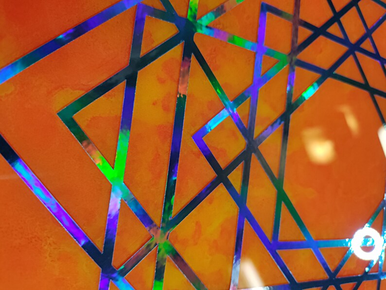 Sacred Geometry Squares Design From Blue Rainbow Holographic Vinyl on ...