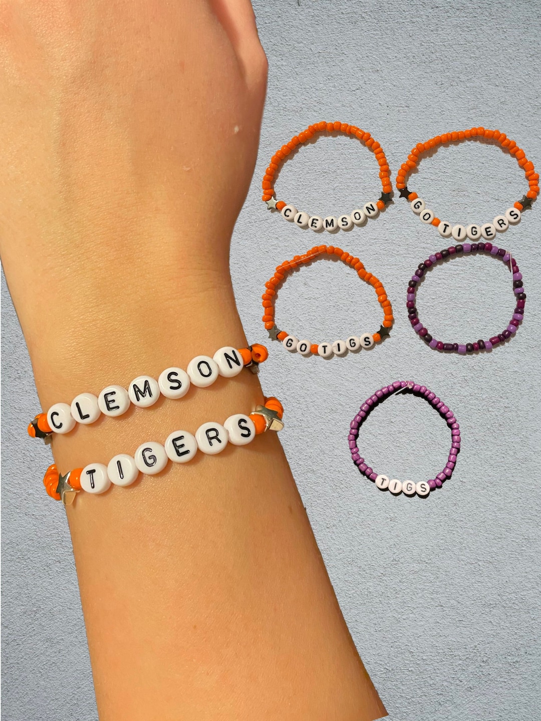 Clemson University Go Tigers Spirit Beaded Bracelets - Etsy