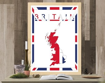 British Decor, Keep Calm and Carry on Art, Britain, Union Jack Poster ...