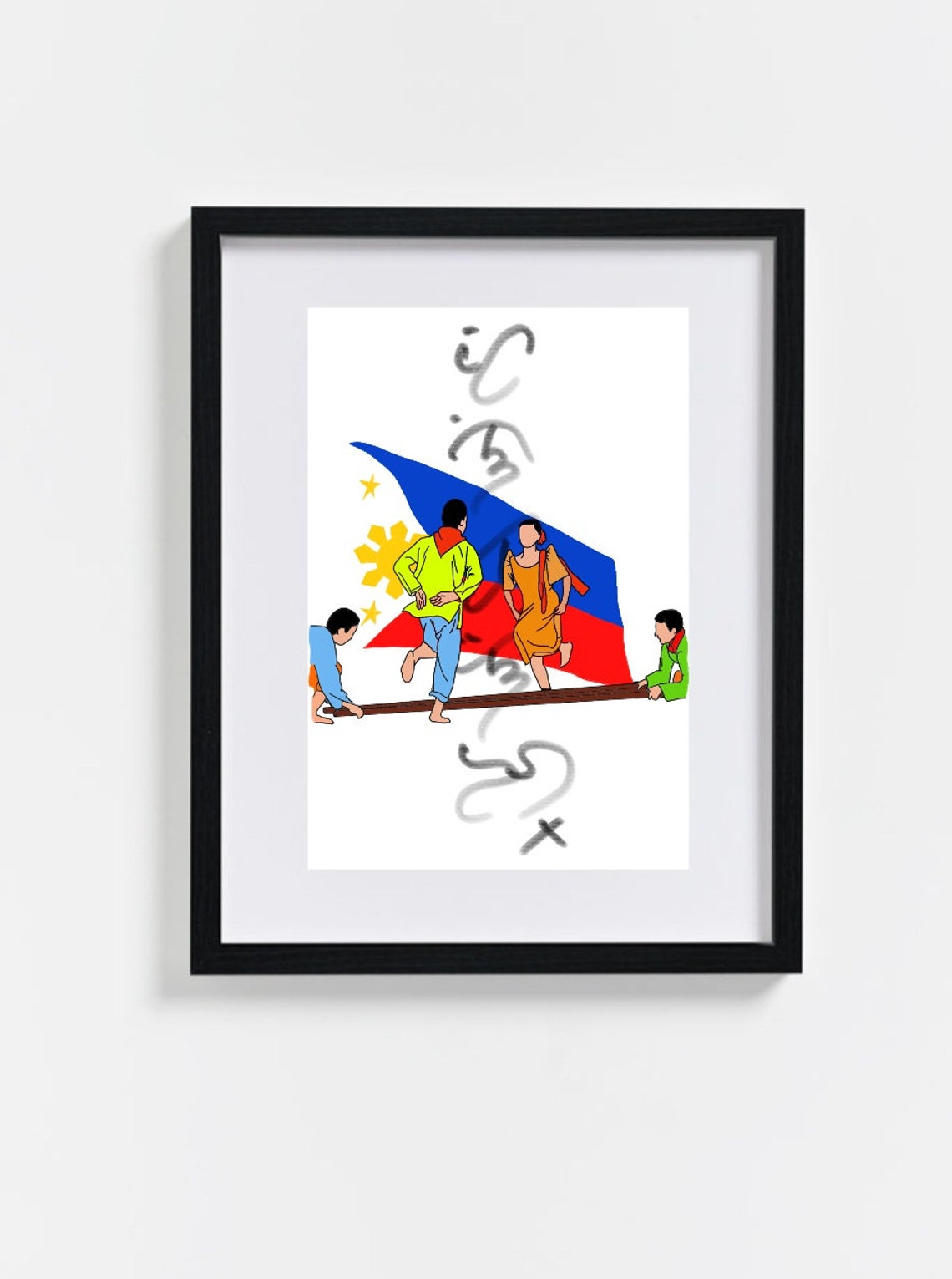 Philippines Tinikling Folk Dance Digital Drawing Collectible | Etsy