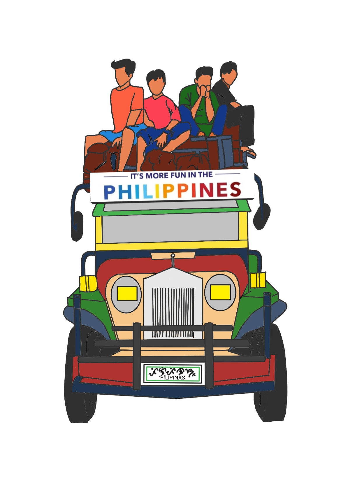 Philippines Overloaded Jeepney Ride Digital Drawing - Etsy