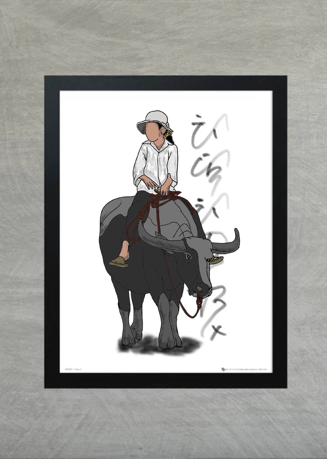 Philippines Girl on a Kalabaw | Water Buffalo | Digital Drawing ...