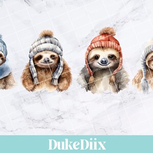 Winter Sloth Clip Art Transparent Background PNG File Digital Download ...