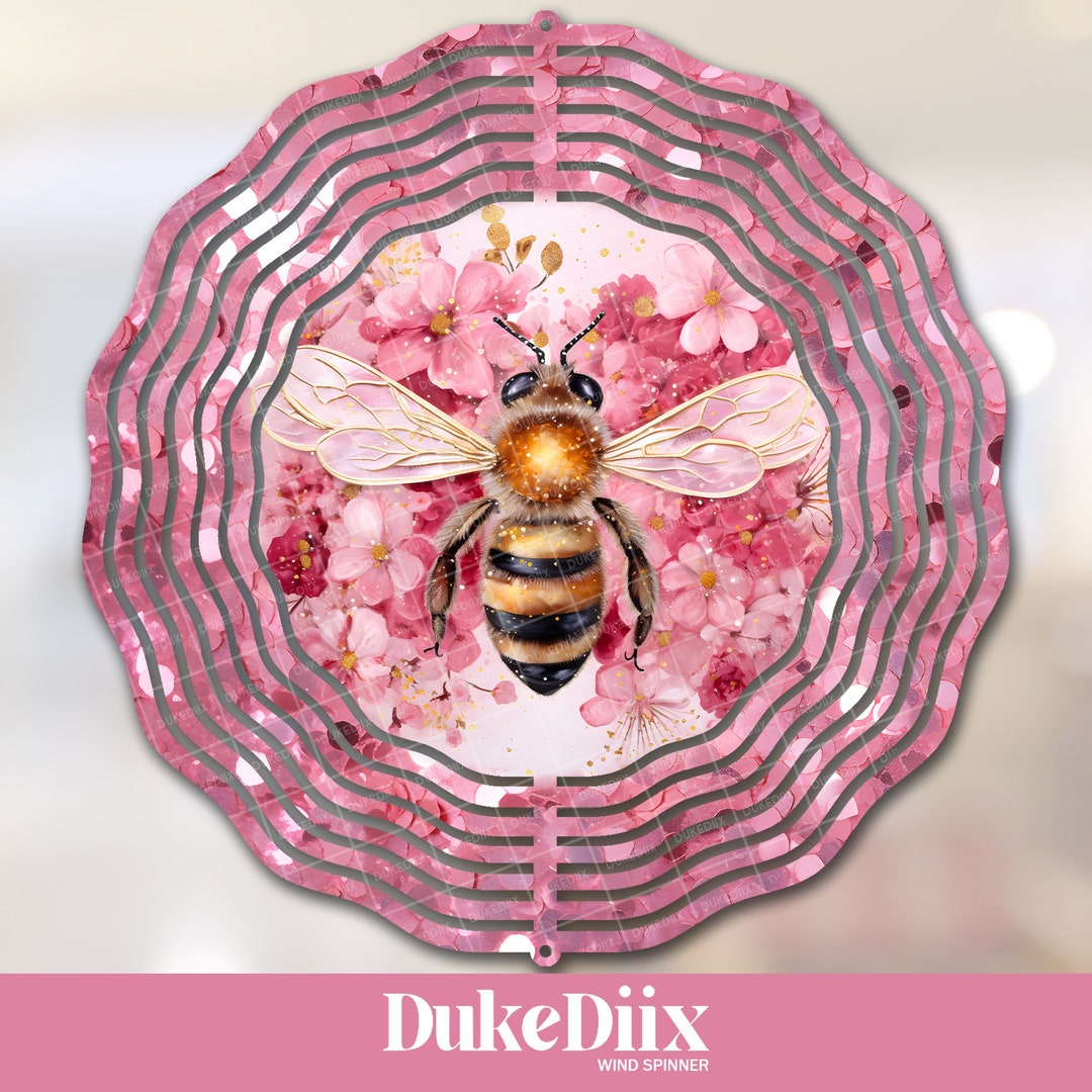 Sparkly Bee Floral Glitter Wind Spinner PNG File Sublimation Design ...