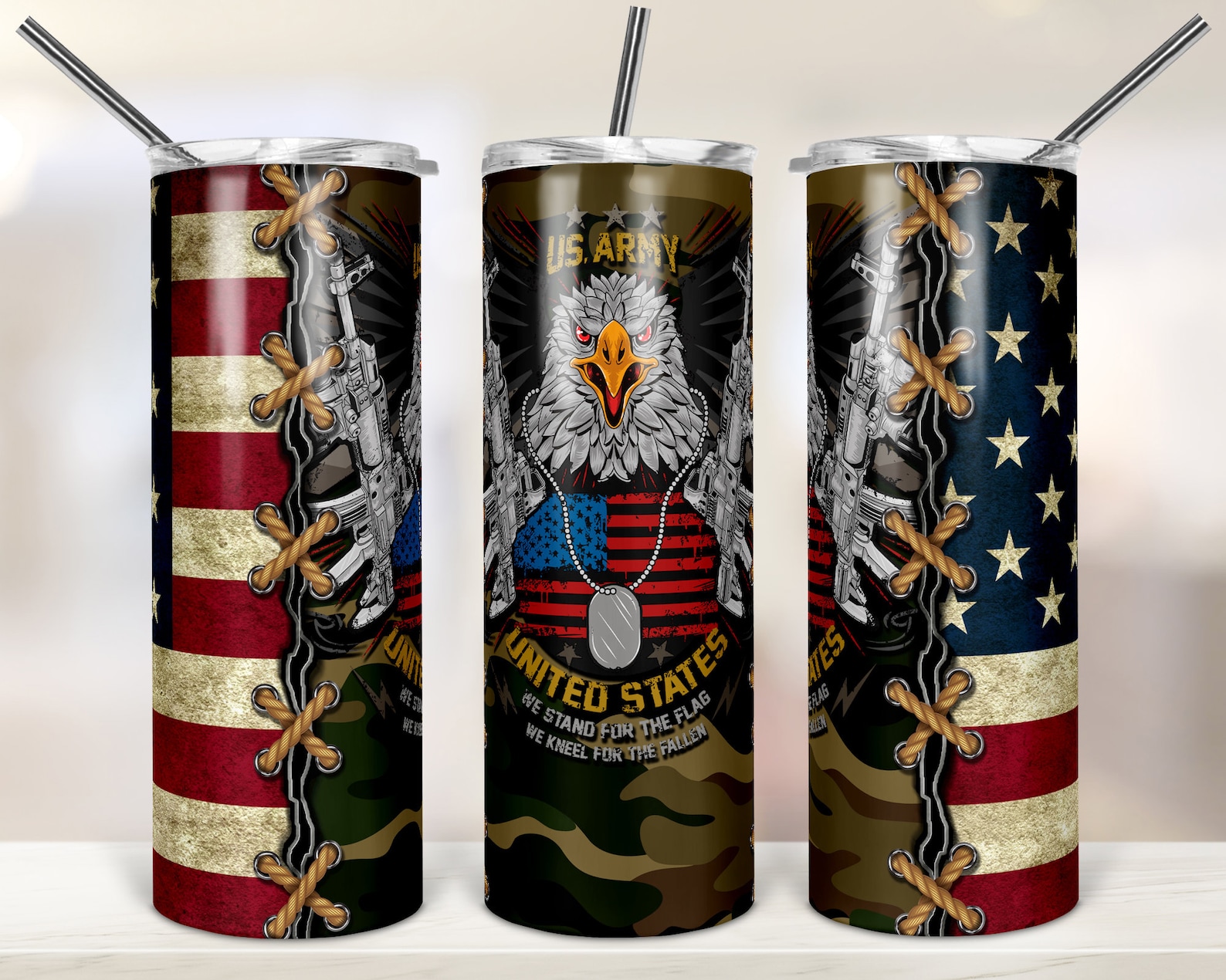 USA Army 20oz and 30oz Skinny Tumbler Sublimation Designs American Flag ...