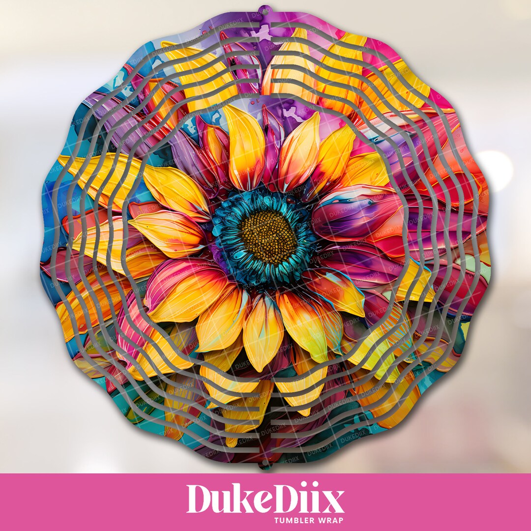 Alcohol Ink Sunflower Wind Spinner PNG File Sublimation Design Digital ...