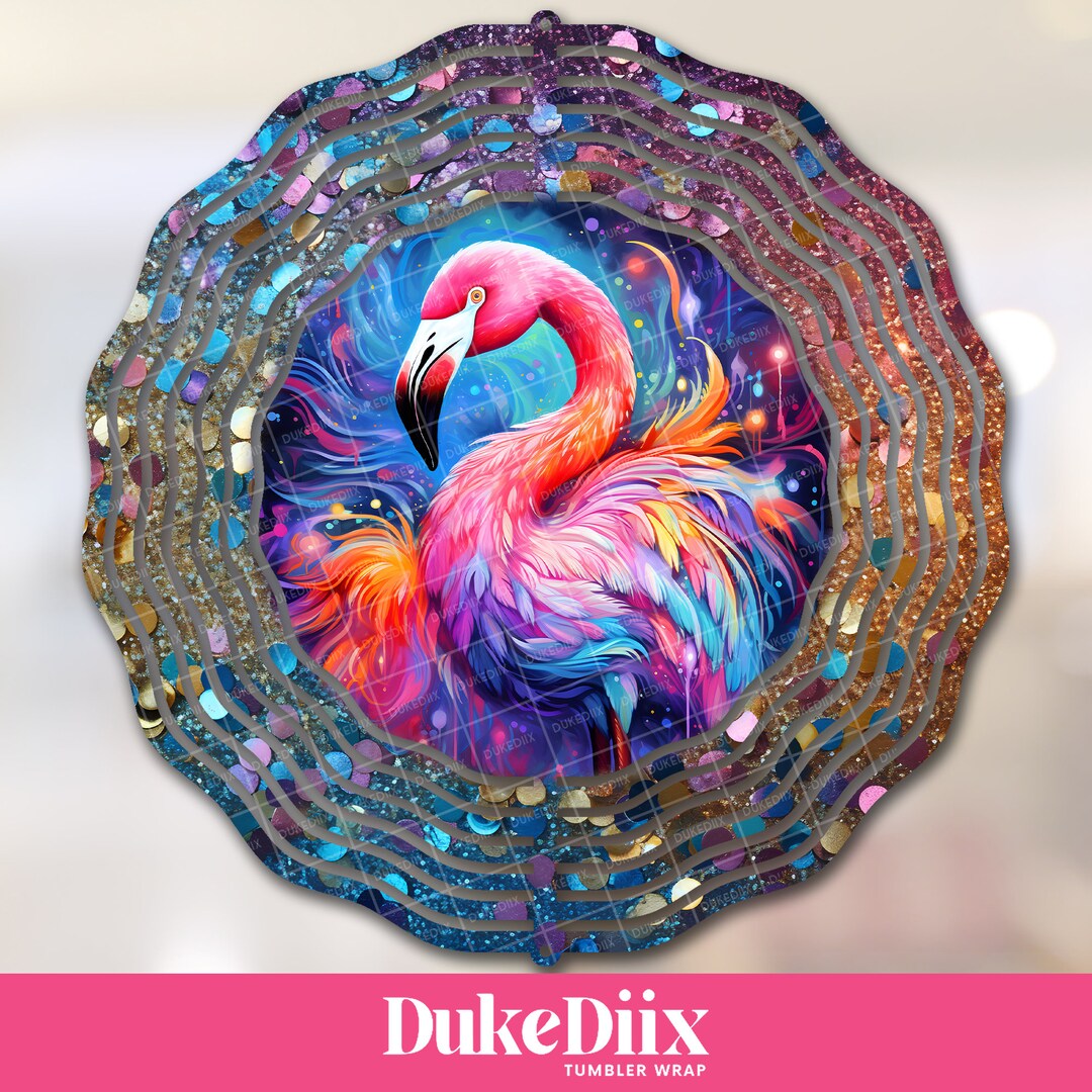 Neon Flamingo Glitter Wind Spinner PNG File Sublimation Design Digital ...