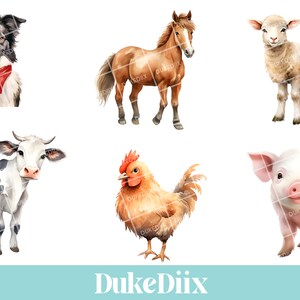 Farm Animals Clip Art Transparent Background PNG File Digital Download ...