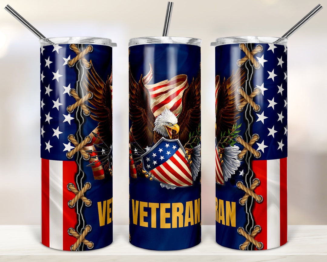 USA Navy Veteran 20oz Skinny Tumbler Sublimation Designs American Flag ...