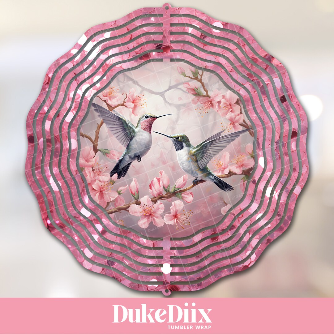 Hummingbirds Pink Glitter Wind Spinner PNG File Sublimation Design ...