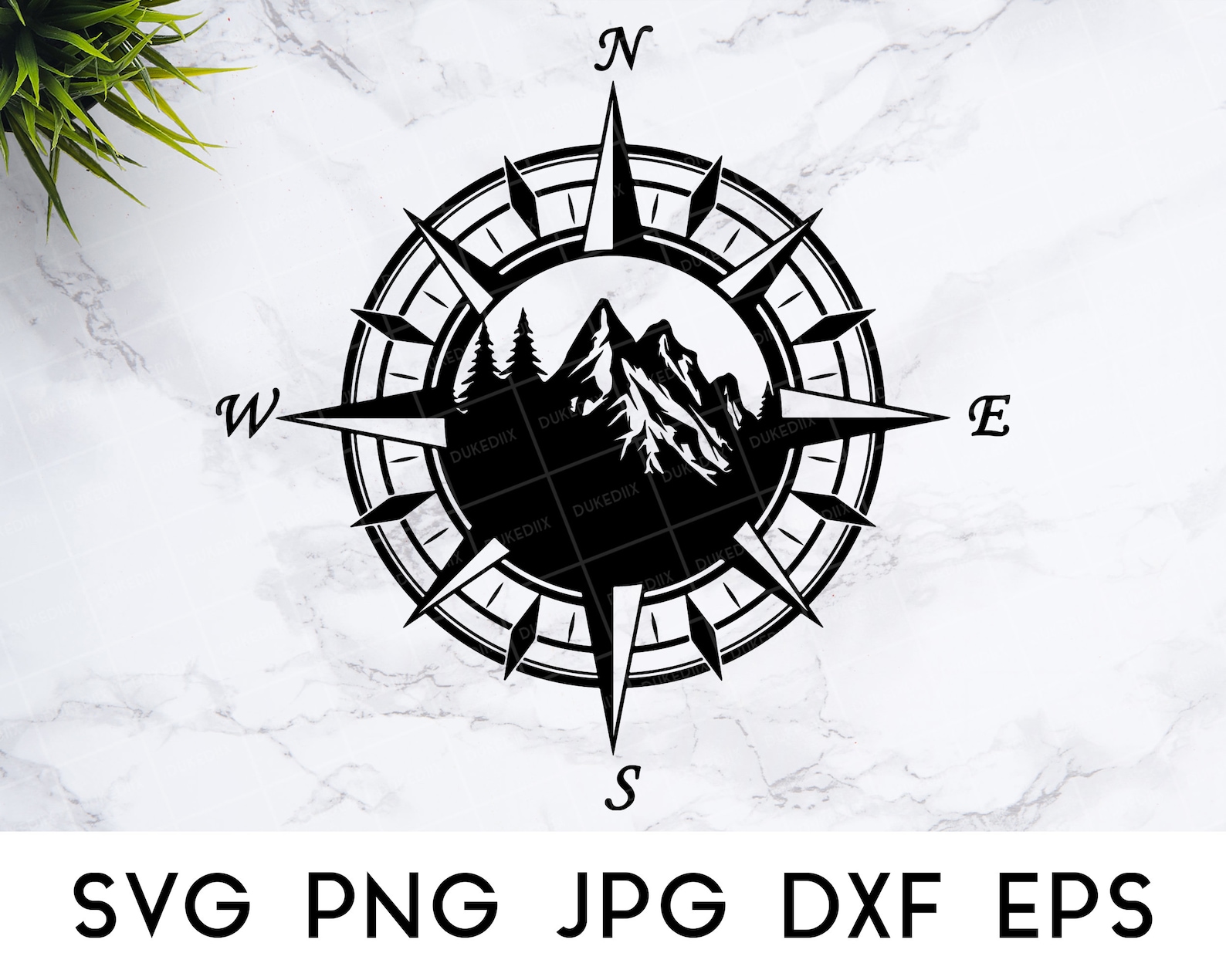 Mountains and Trees Compass SVG Camp Svg Mountain Svg - Etsy
