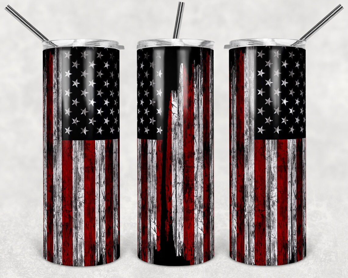 20oz Skinny Tumbler Sublimation Designs American Flag for Straight ...