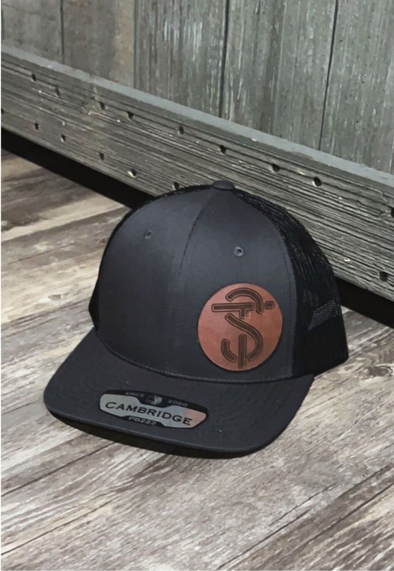 Custom Logo Leather Patch Trucker Hat: Engraved Yupoong or Richardson ...